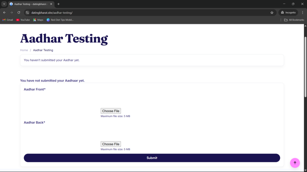 Aadhar Verification System For Wordpress Website